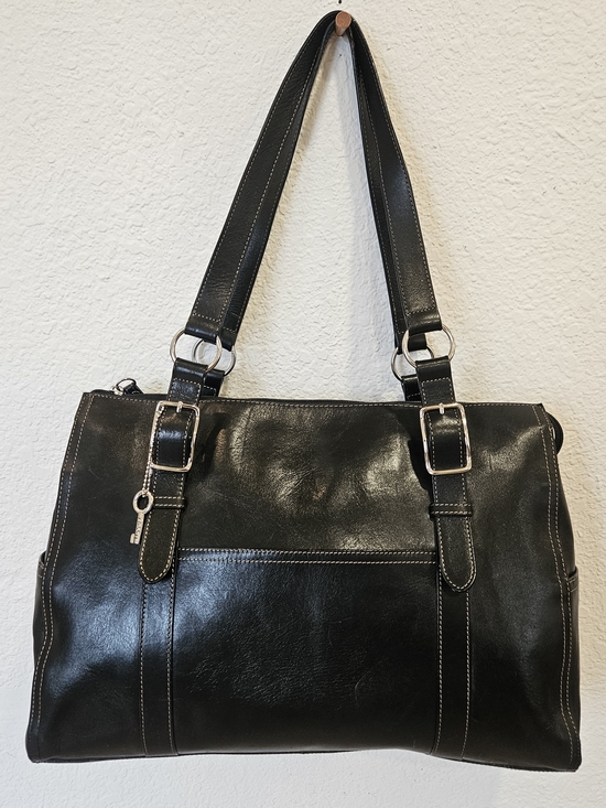 Fossil | Bags | Fossil Black Leather Laptop Tote | Poshmark